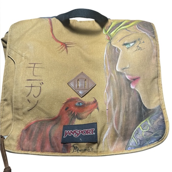 Jansport | Bags | Jansport Tan Canvas Messenger Bag Original Signed Art ...